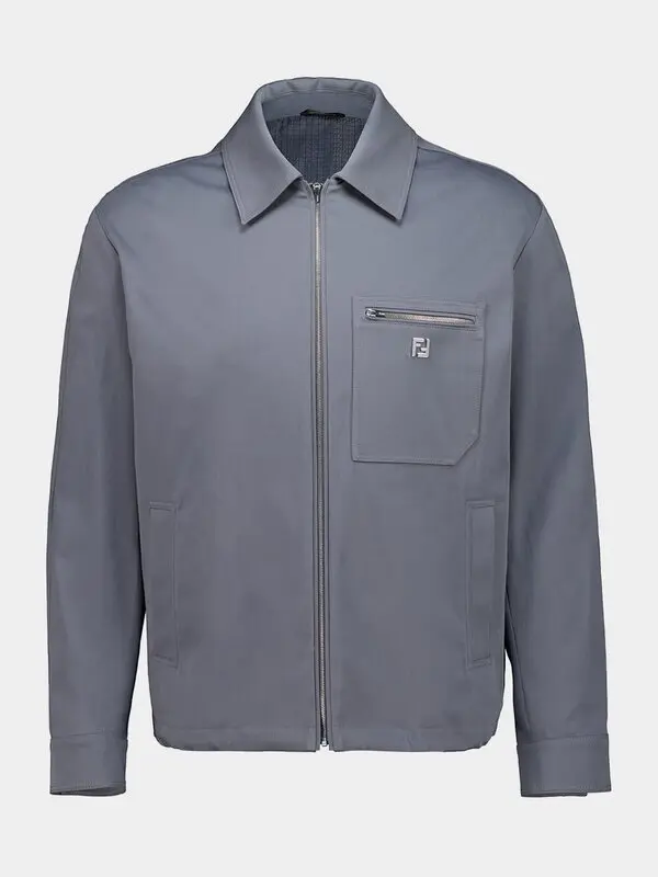 Fendi Stretch Gabardine Zip Blouson Jacket - Grey