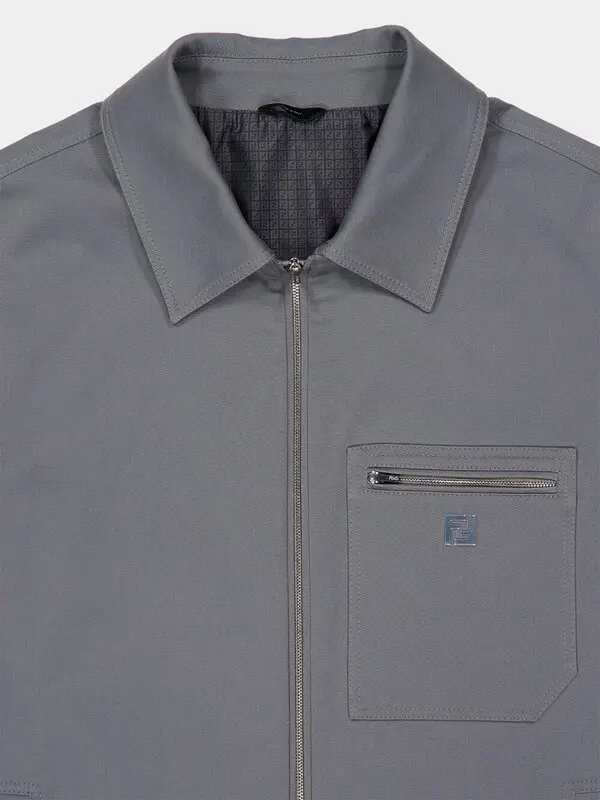 Fendi Stretch Gabardine Zip Blouson Jacket - Grey