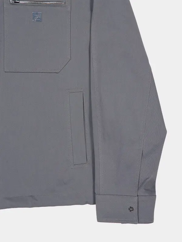 Fendi Stretch Gabardine Zip Blouson Jacket - Grey
