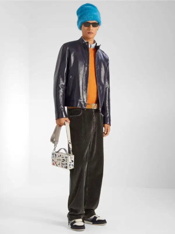 Fendi Shiny Leather Biker Jacket