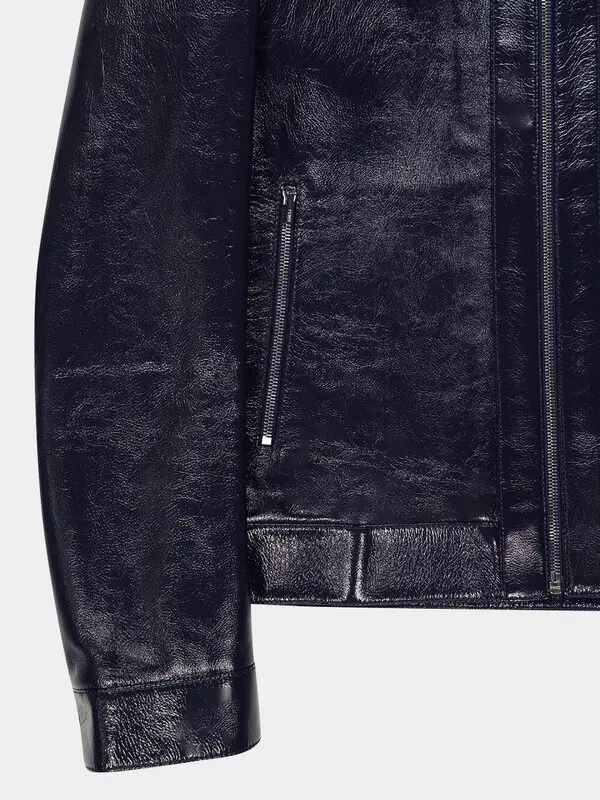 Fendi Shiny Leather Biker Jacket