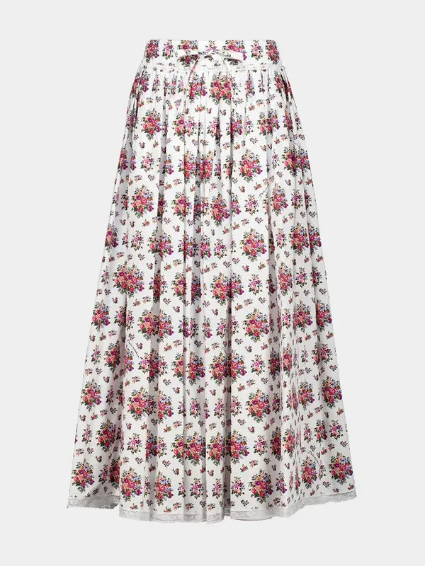 Dolce & Gabbana Floral Bouquet Cotton Midi Skirt