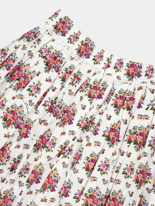 Dolce & Gabbana Floral Bouquet Cotton Midi Skirt