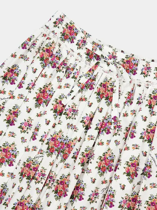 Dolce & Gabbana Floral Bouquet Cotton Midi Skirt