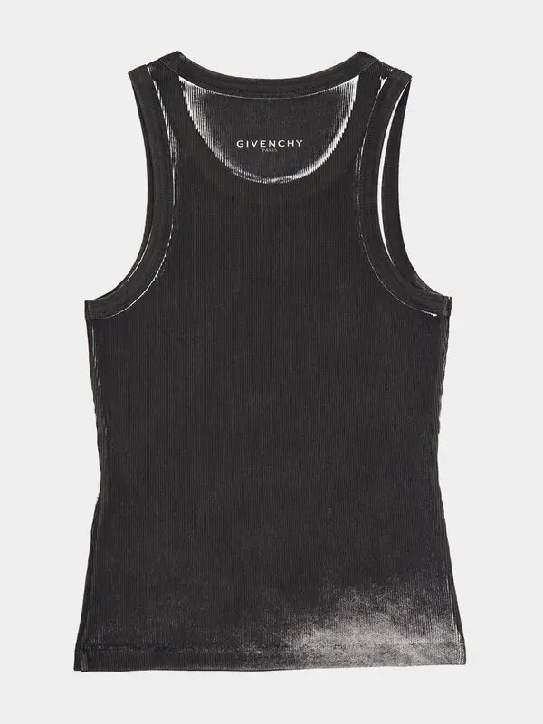 Givenchy Ribbed Cotton Tank Top With Graphic Print - Grey