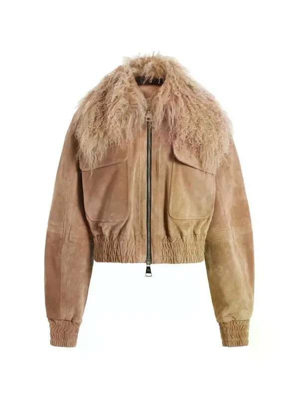 16Arlington Cie Fur-collar Suede Jacket - Neutrals