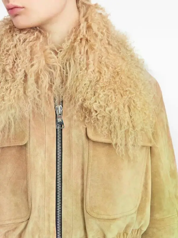 16Arlington Cie Fur-collar Suede Jacket - Neutrals