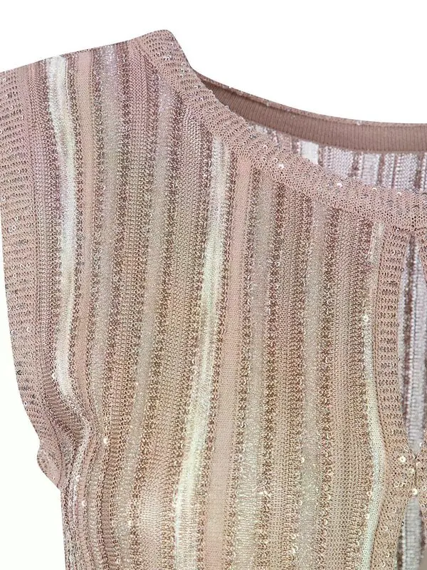 D.exterior Sequin Striped Dress