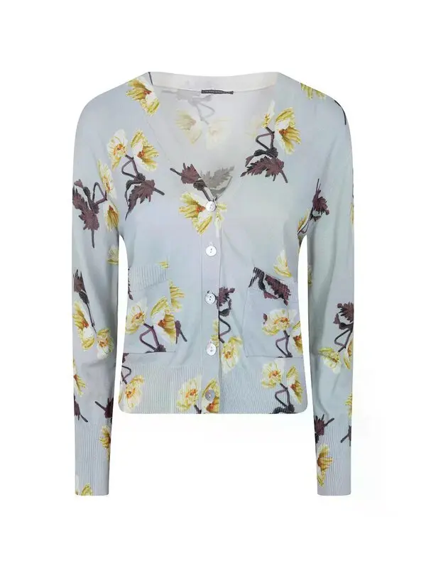 IN BED WITH YOU Floral V-neck Cardigan - Blue