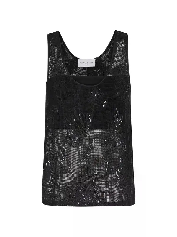 ISABELLE BLANCHE Sequin Sleeveless Top - Black