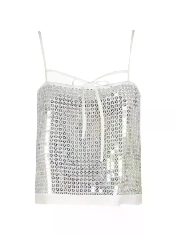 ISABELLE BLANCHE Sequinned Self-tie Top - Silver