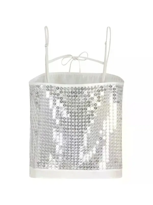 ISABELLE BLANCHE Sequin Embellished Self-tie Top - Silver