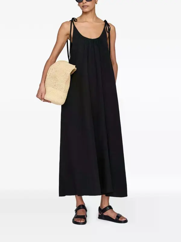ANINE BING Flora Tie-strap Midi Dress - Black