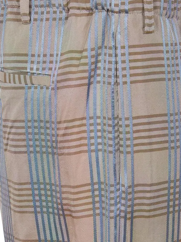 UMA WANG Plaid Drawstring Trousers - Neutrals