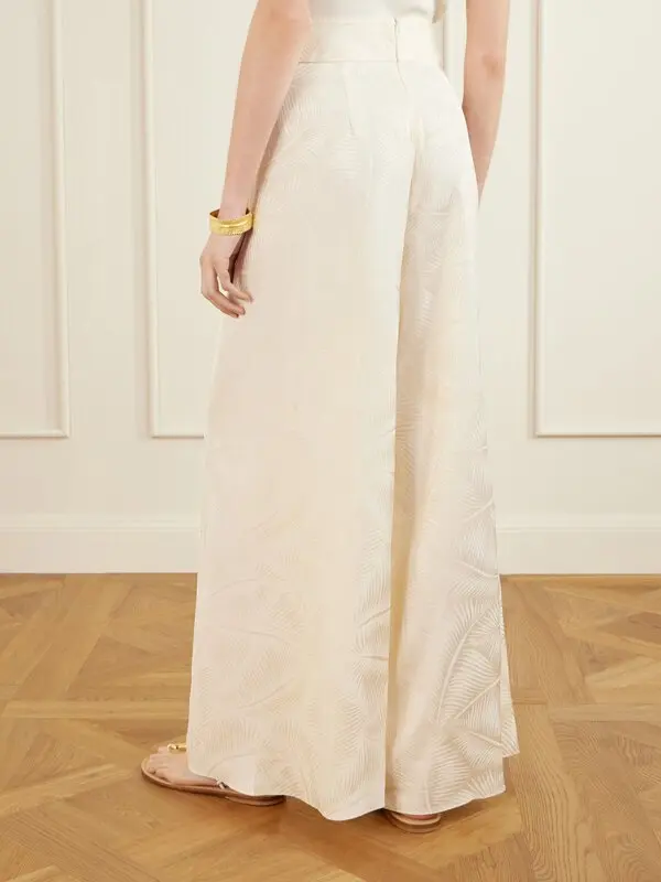 Johanna Ortiz Musical Satin Jacquard Wide-leg Pants