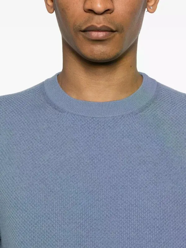 Canali Crew Neck Textured Knit T-shirt