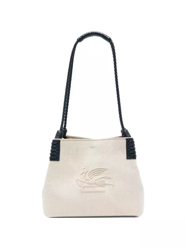 Etro Logo Braided Shoulder Bag - Neutrals