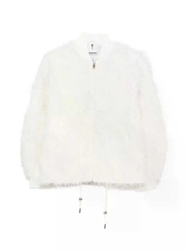 SWORD 6644 Fringed Bomber Jacket - White