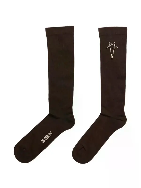 Rick Owens Pentagram Knee-high Socks - Brown