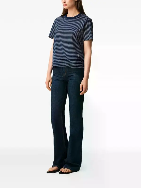 AMI Paris Striped Cotton T-shirt - Blue