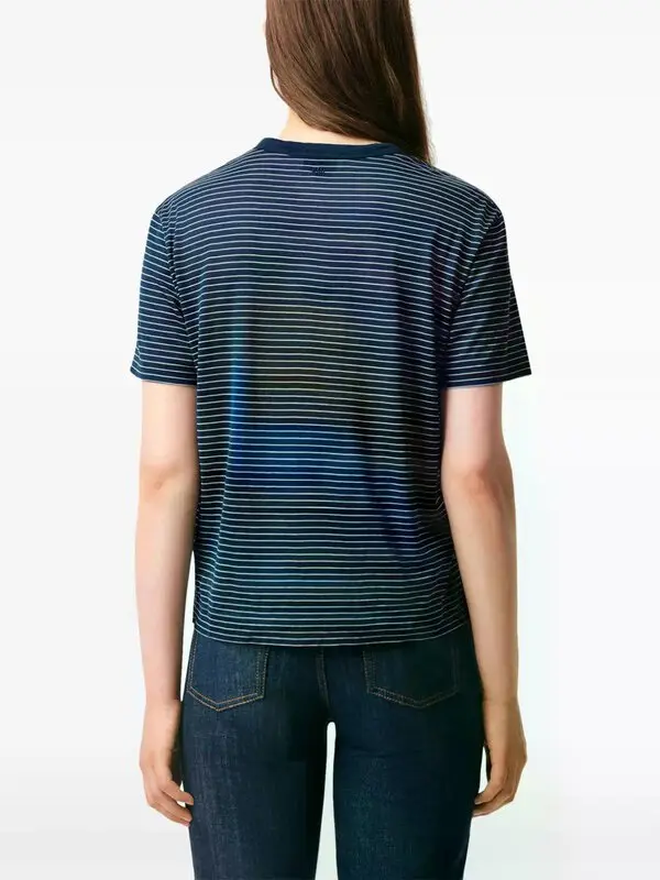 AMI Paris Striped Cotton T-shirt - Blue