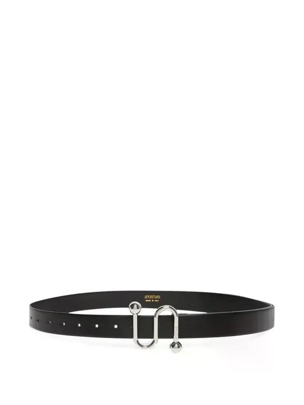 Max Mara Metal Trim Leather Belt - Black