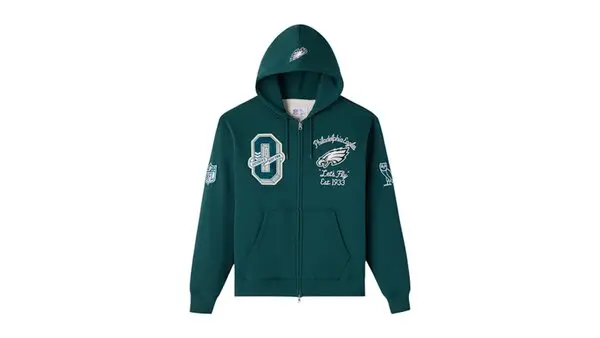 OVO Nfl Philadelphia Eagles Waffled Lined Zip Up Hoodie - Green