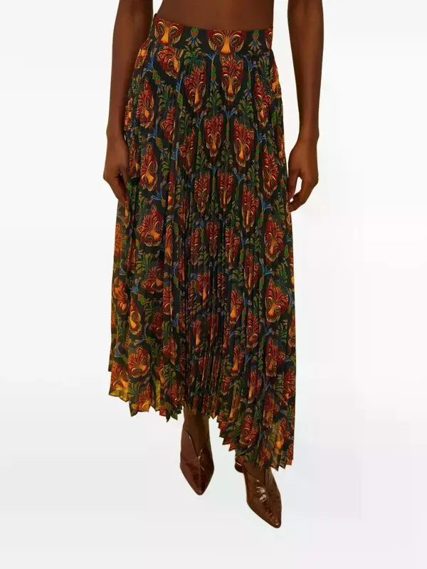 Farm Rio Printed Pleated Midi Skirt
