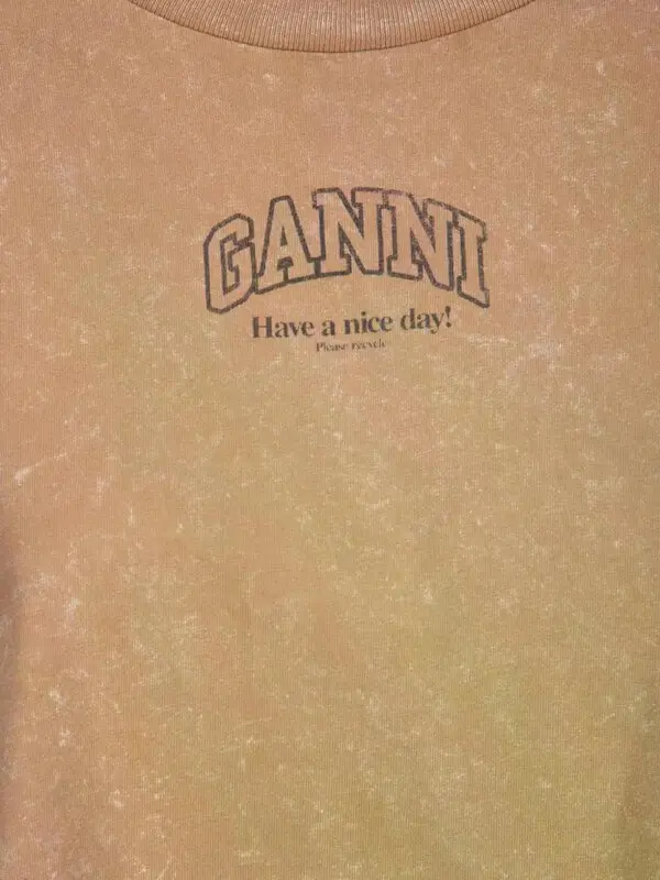 GANNI Washed Effect Longsleeve T-shirt - Neutrals