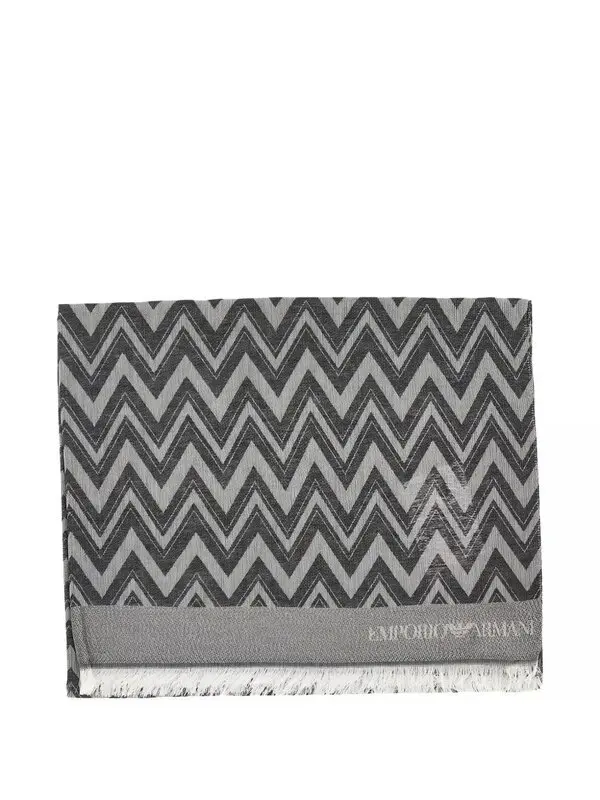 Emporio Armani Chevron-pattern Scarf - Grey