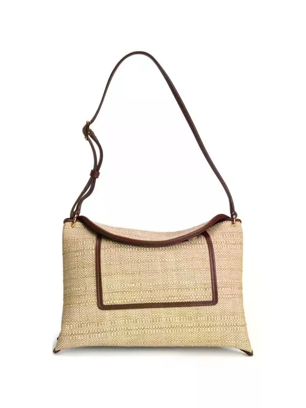 WANDLER Raffia Trim Tote Bag