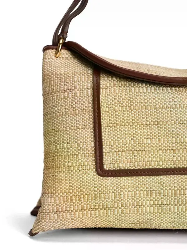 WANDLER Raffia Trim Tote Bag