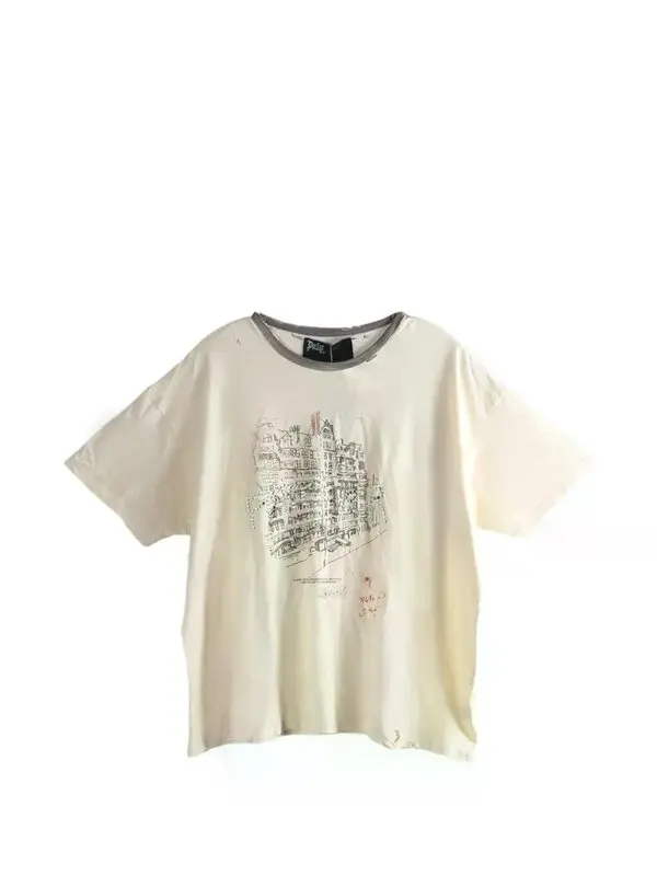 PALY Crystal Embellished Distressed Cotton T-shirt