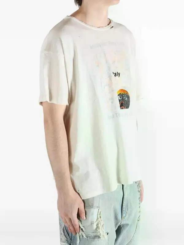 PALY Graphic Print Distressed Cotton T-shirt