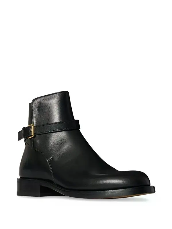 THE ROW Nobilis Buckle Leather Ankle Boots - Black