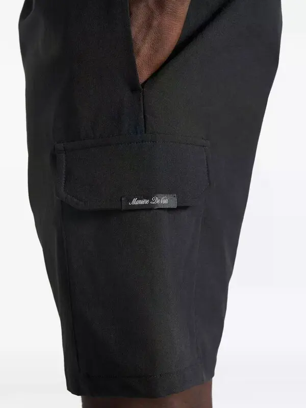 Manière De Voir Maniere De Voir Textured Cargo Shorts - Black