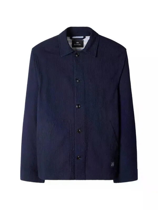 Paul Smith Buttoned Textured Shirt Jacket - Blue