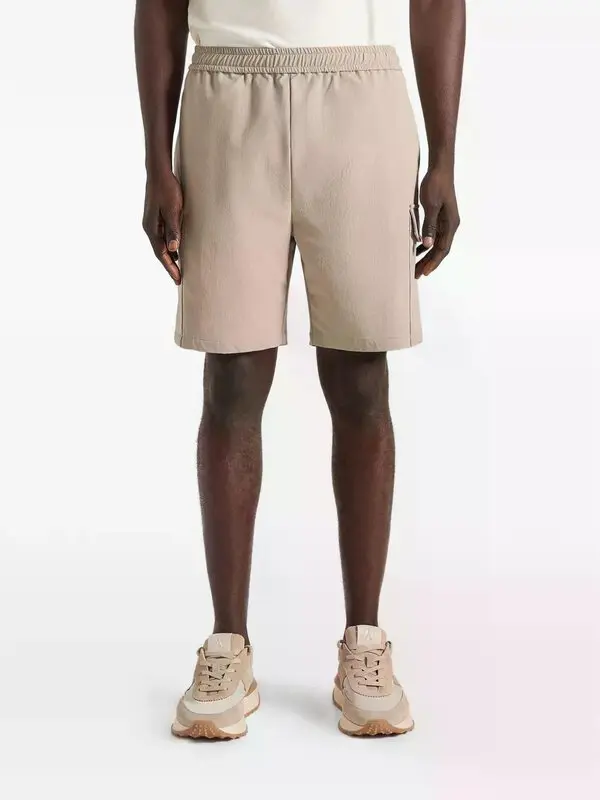 Manière De Voir Technical Cargo Shorts With Embroidered Patch - Neutrals