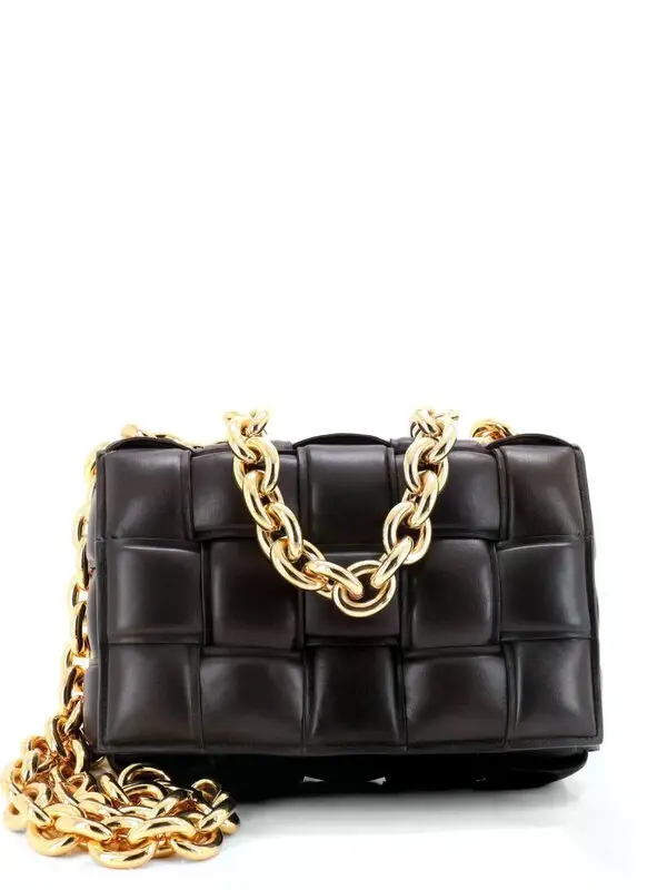 Bottega Veneta Cassette Chain Padded Maxi Intrecciato Leather Crossbody Bag - Brown