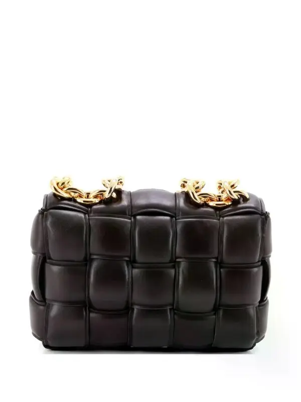 Bottega Veneta Cassette Chain Padded Maxi Intrecciato Leather Crossbody Bag - Brown