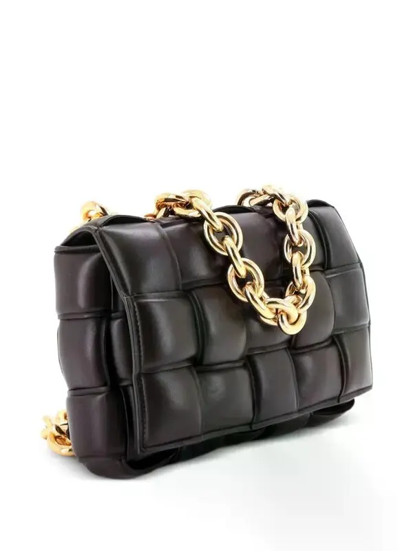Bottega Veneta Cassette Chain Padded Maxi Intrecciato Leather Crossbody Bag - Brown