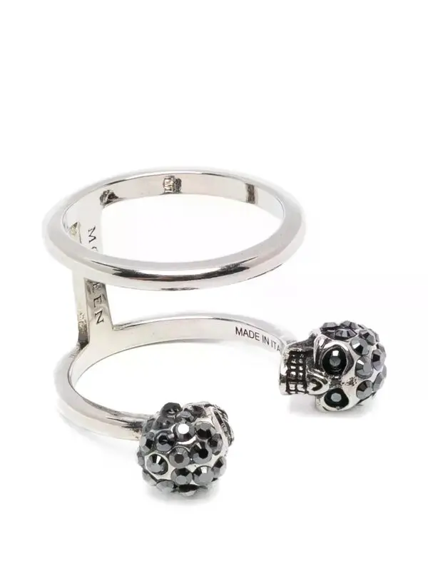 Alexander McQueen Skull-embellished Double Ring - Silver
