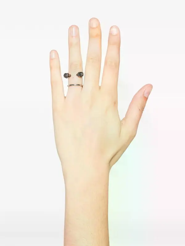 Alexander McQueen Skull-embellished Double Ring - Silver