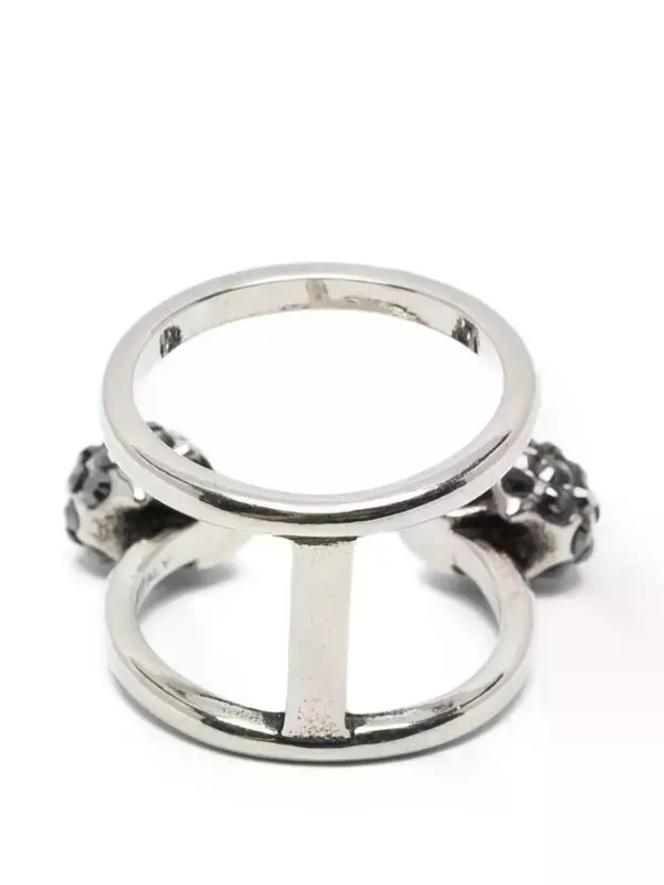 Alexander McQueen Skull-embellished Double Ring - Silver