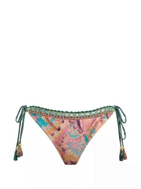 DEL MAAR Reversible Paisley Crochet Bikini Bottom - Pink