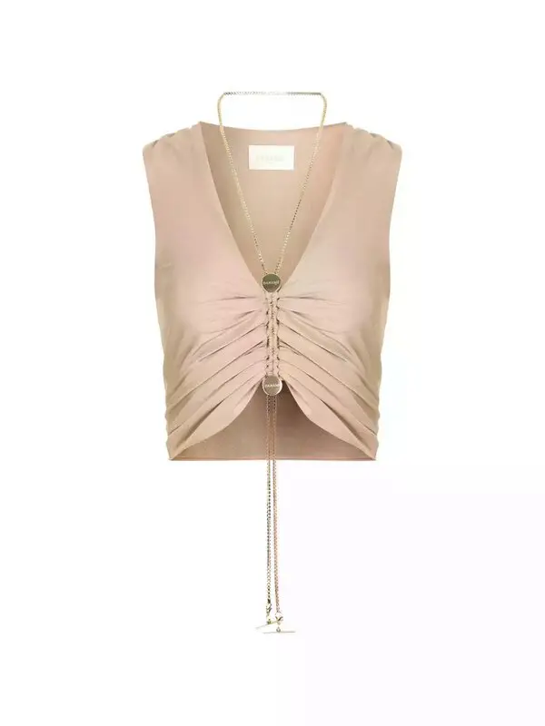 DANAMÉ Gathered V-neck Top