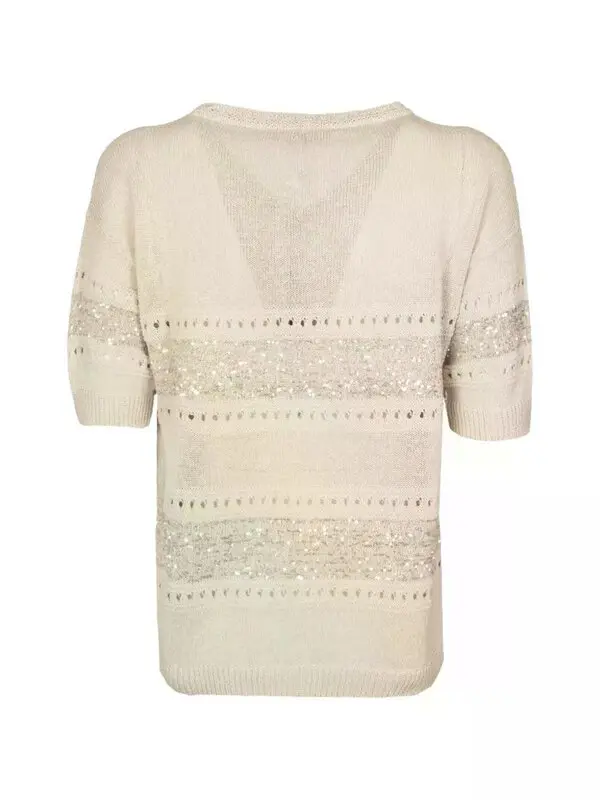 D.exterior Sequin V-neck Sweater