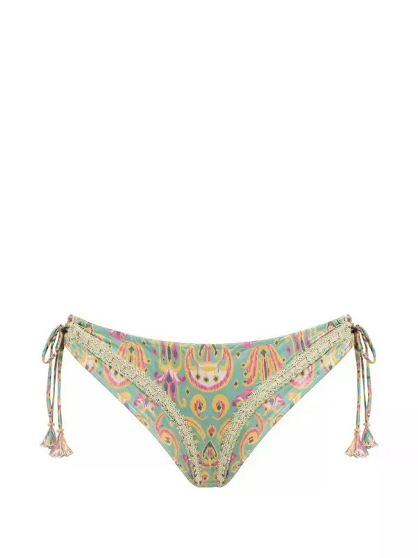 DEL MAAR Printed Crochet Bikini Bottom - Green