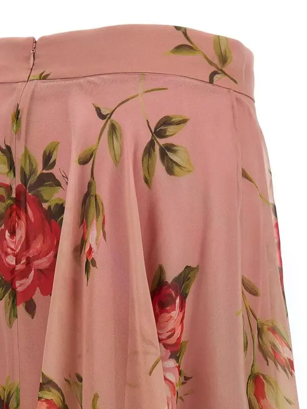 Dolce & Gabbana Floral Print Chiffon Midi Skirt - Pink