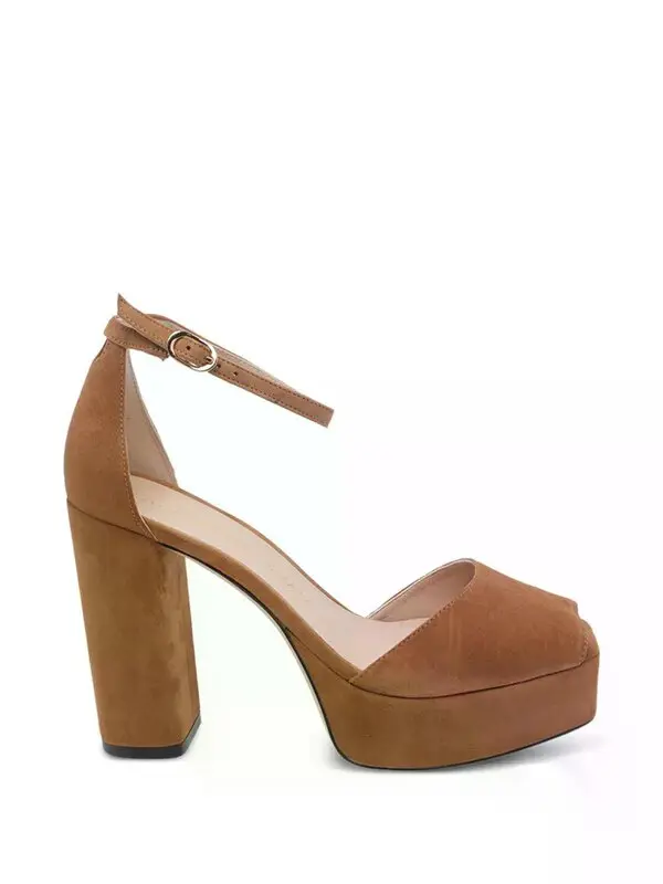 STUART WEITZMAN Platform Ankle Strap Pumps - Brown